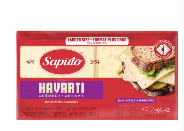 Saputo Sliced Havarti Cheese Slices - 1 x 750 Grams Shipped to Nunavut – The Northern Shopper