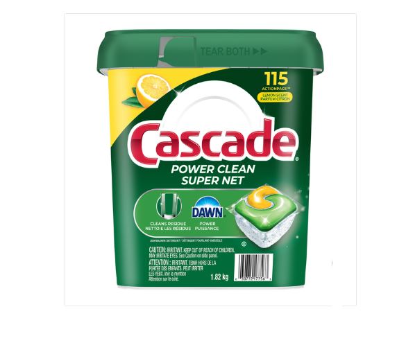 Cascade Power Clean Dishwasher Detergent ActionPacs 115-Pack Lemon ...
