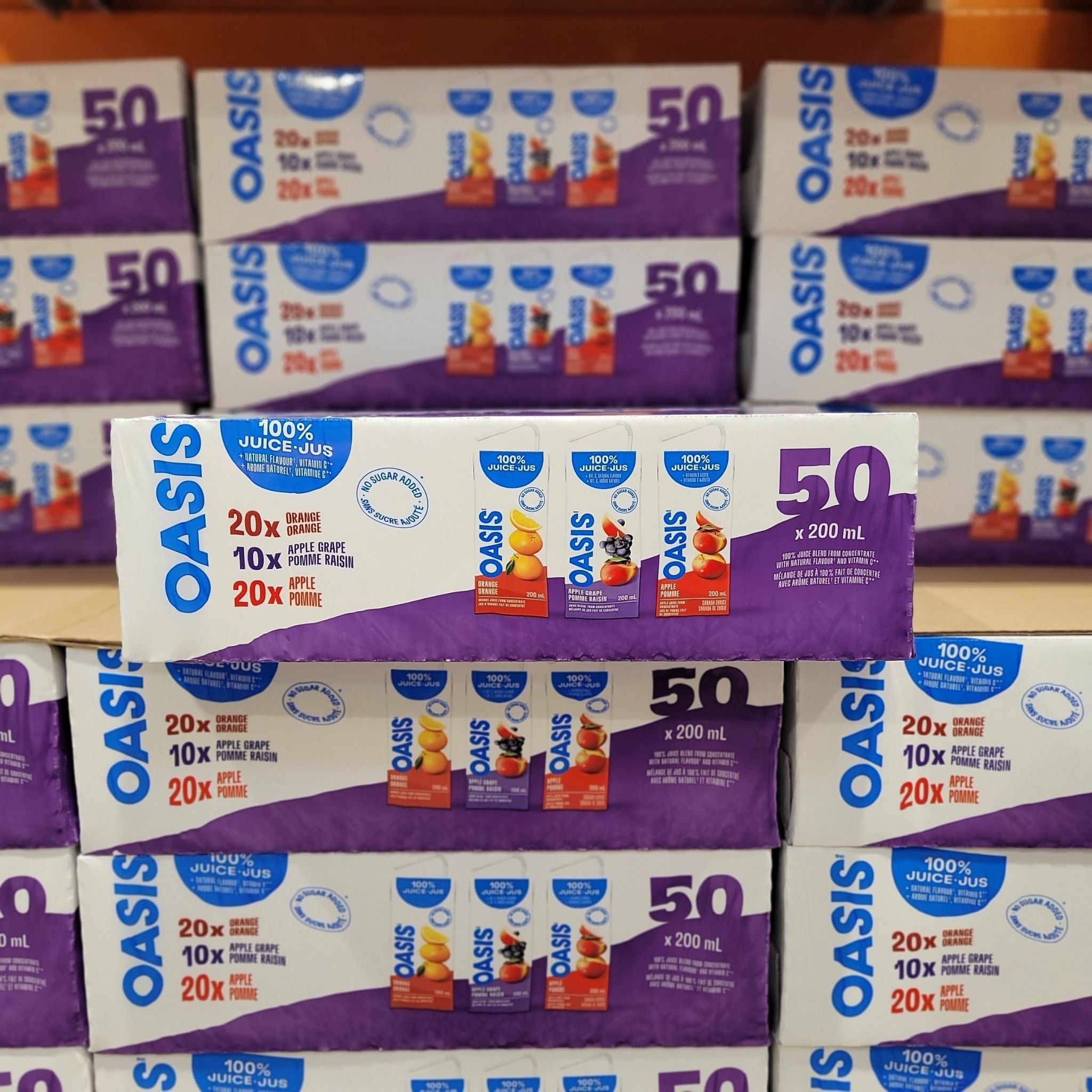 Oasis Assorted Flavors 100% Juice blend Boxes - 50 x 200 ML Shipped to ...