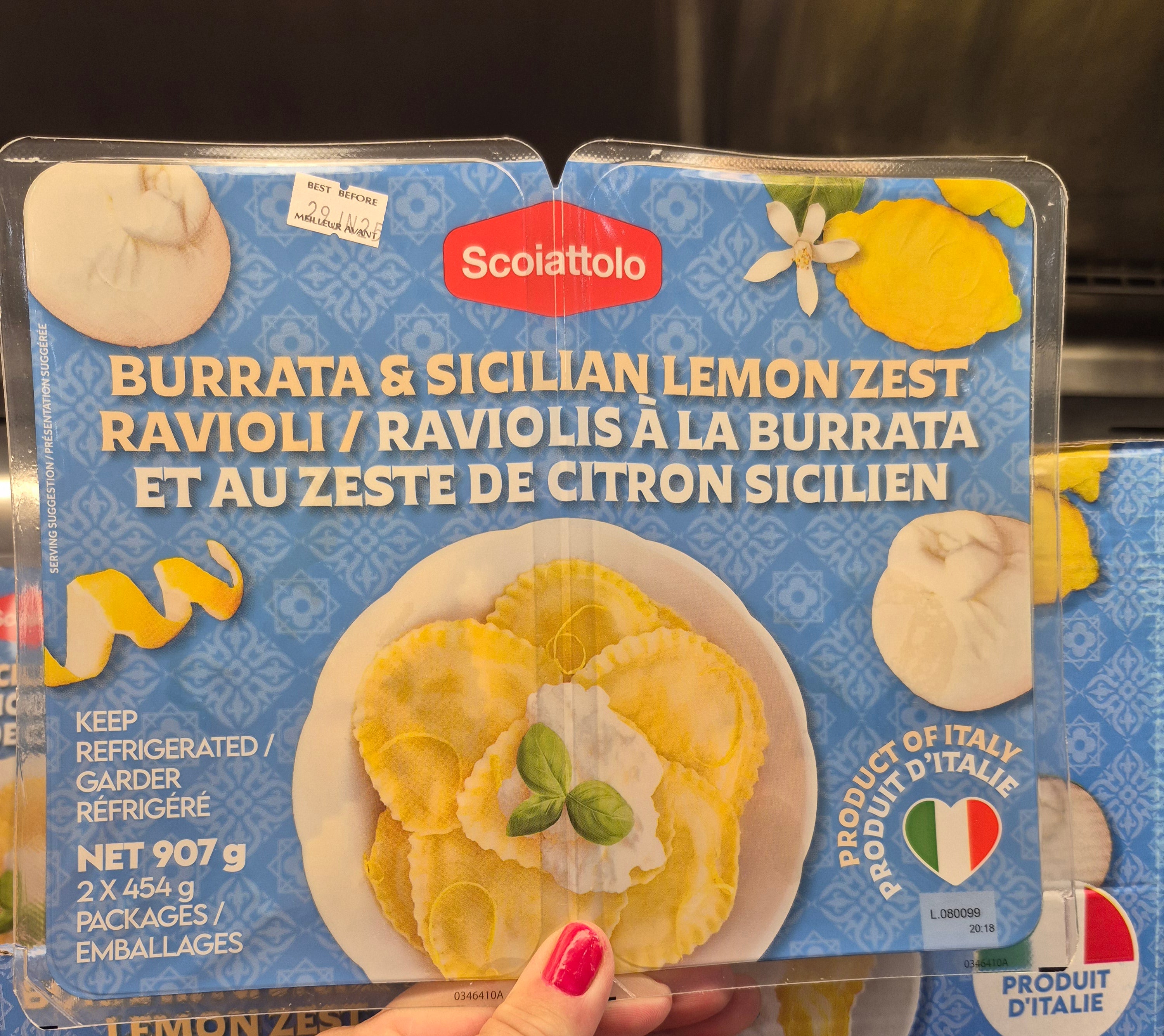 Scoiattolo Burrata & Lemon Zest Ravioli - 2 x 454 Grams Shipped to ...