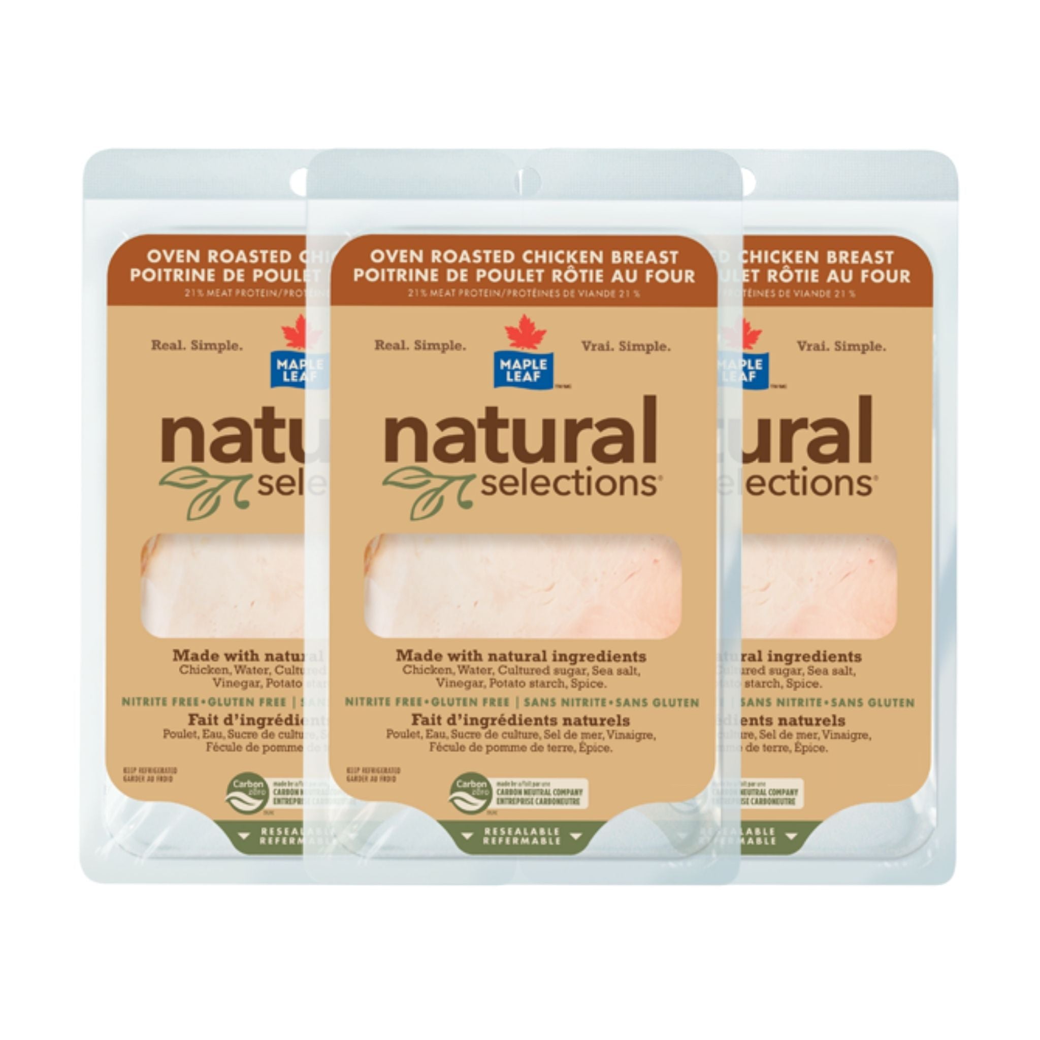 Maple Leaf Natural Selections Sliced Oven Roasted Chicken Breast - 3 x ...